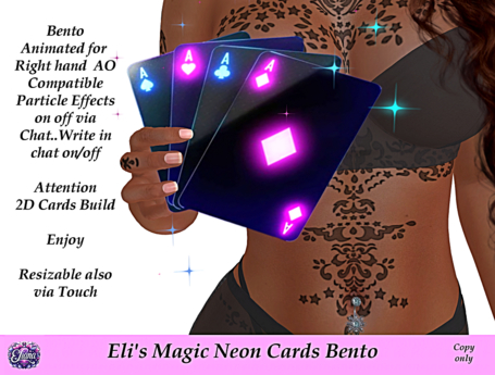 Second Life Marketplace - Eli's Magic Neon Cards Bento